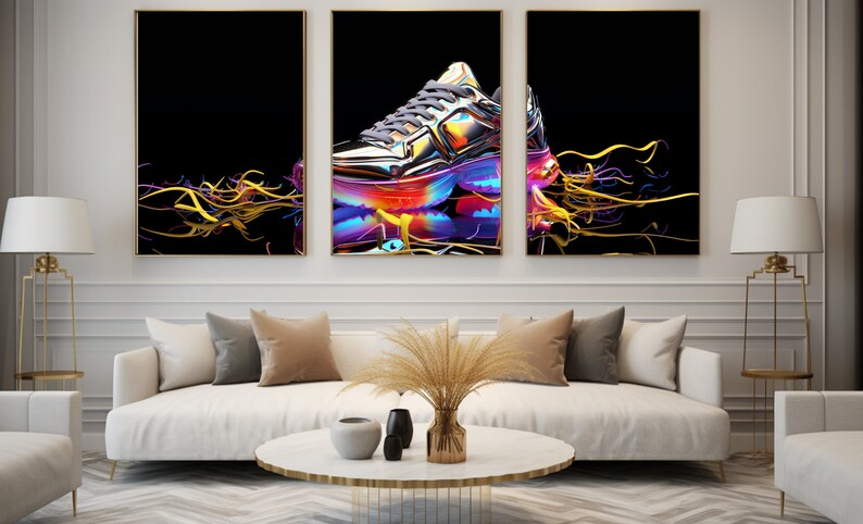 3 Panel Wall Art Sneakers Abstract Urban Shoe Collage - Etsy