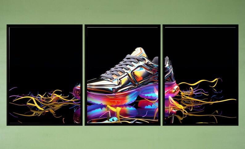 3 Panel Wall Art Sneakers Abstract Urban Shoe Collage - Etsy