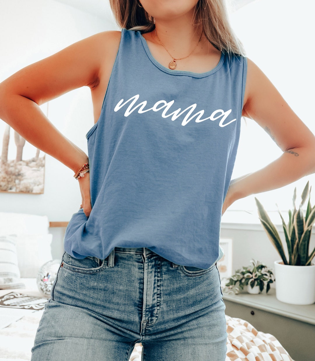 Comfort Colors Mama Cursive Muscle Tank Top, Mom Muscle Tank Top, Mom ...
