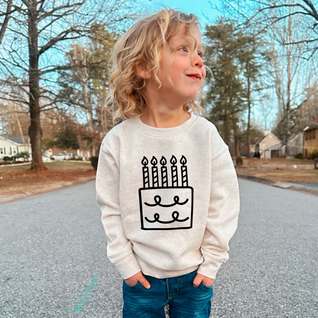 Five Birthday Cake Candle Birthday Toddler Sweatshirt | Boy Girl Five ...