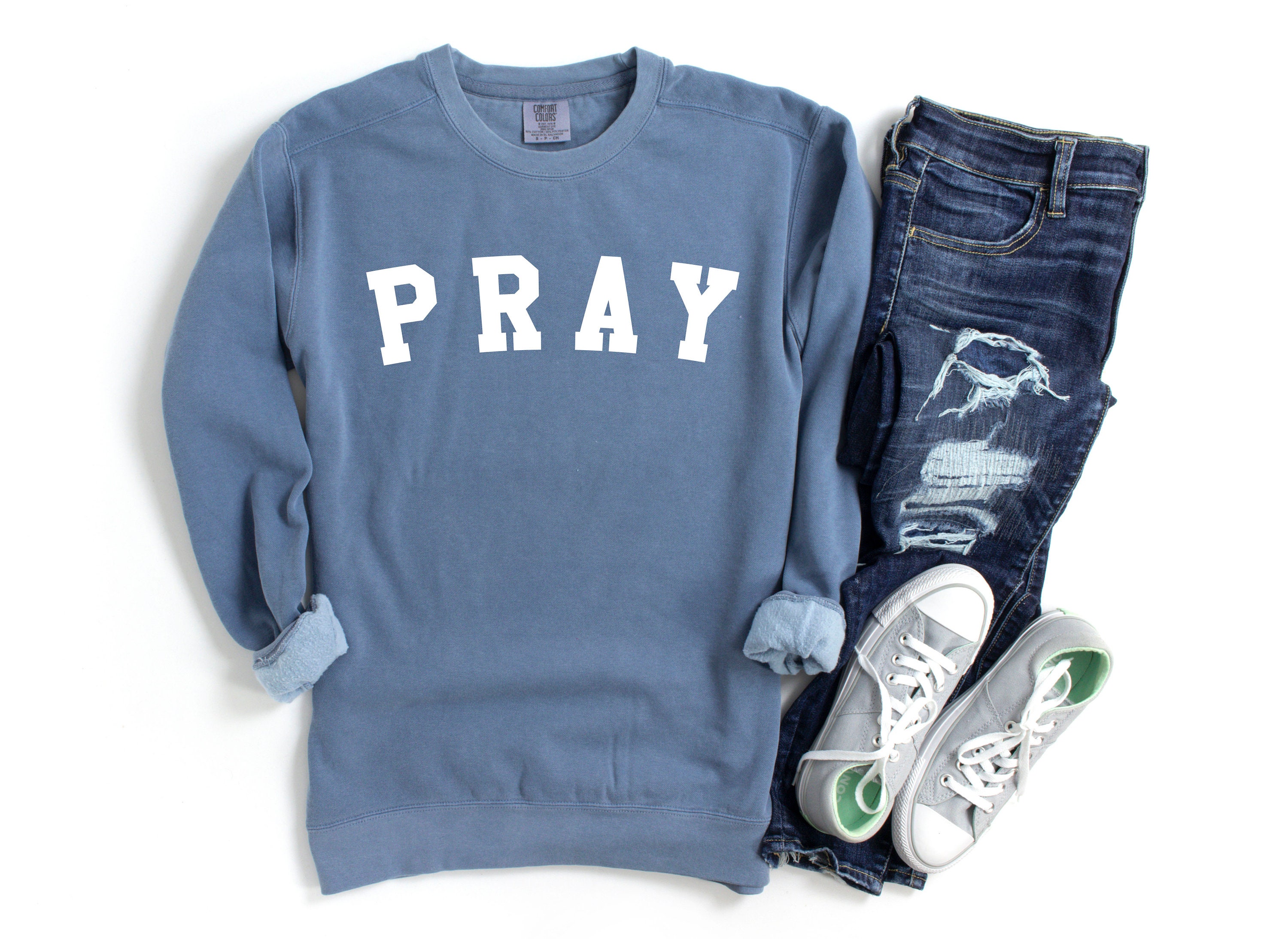 Comfort Color Christian Pray Sweatshirt Pray Sweater Bible - Etsy