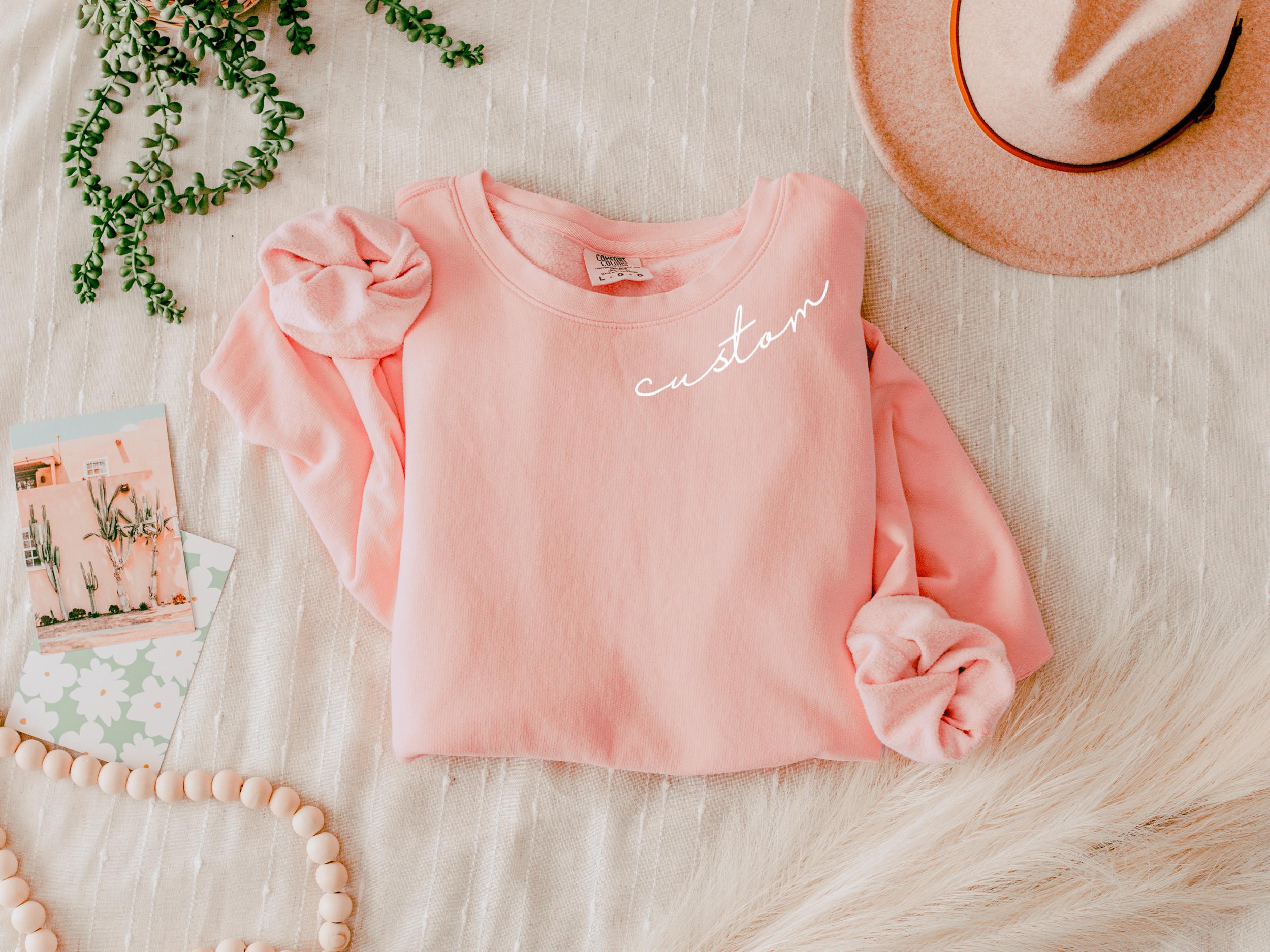 Comfort Colors Custom Neck Around Cursive Letters Sweatshirt ...