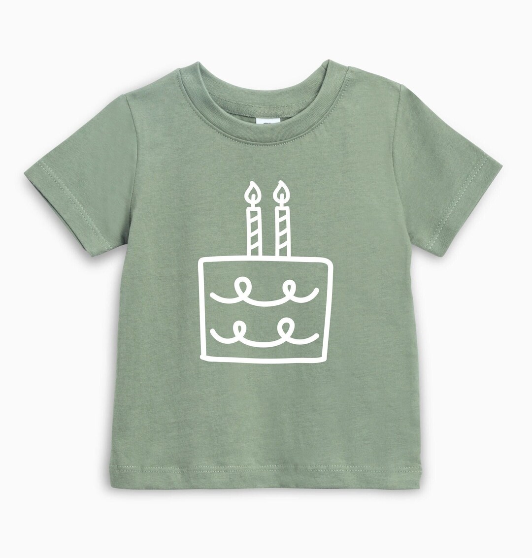 Organic Cotton Two Birthday Cake Shirt, Minimalist Second Birthday Baby ...