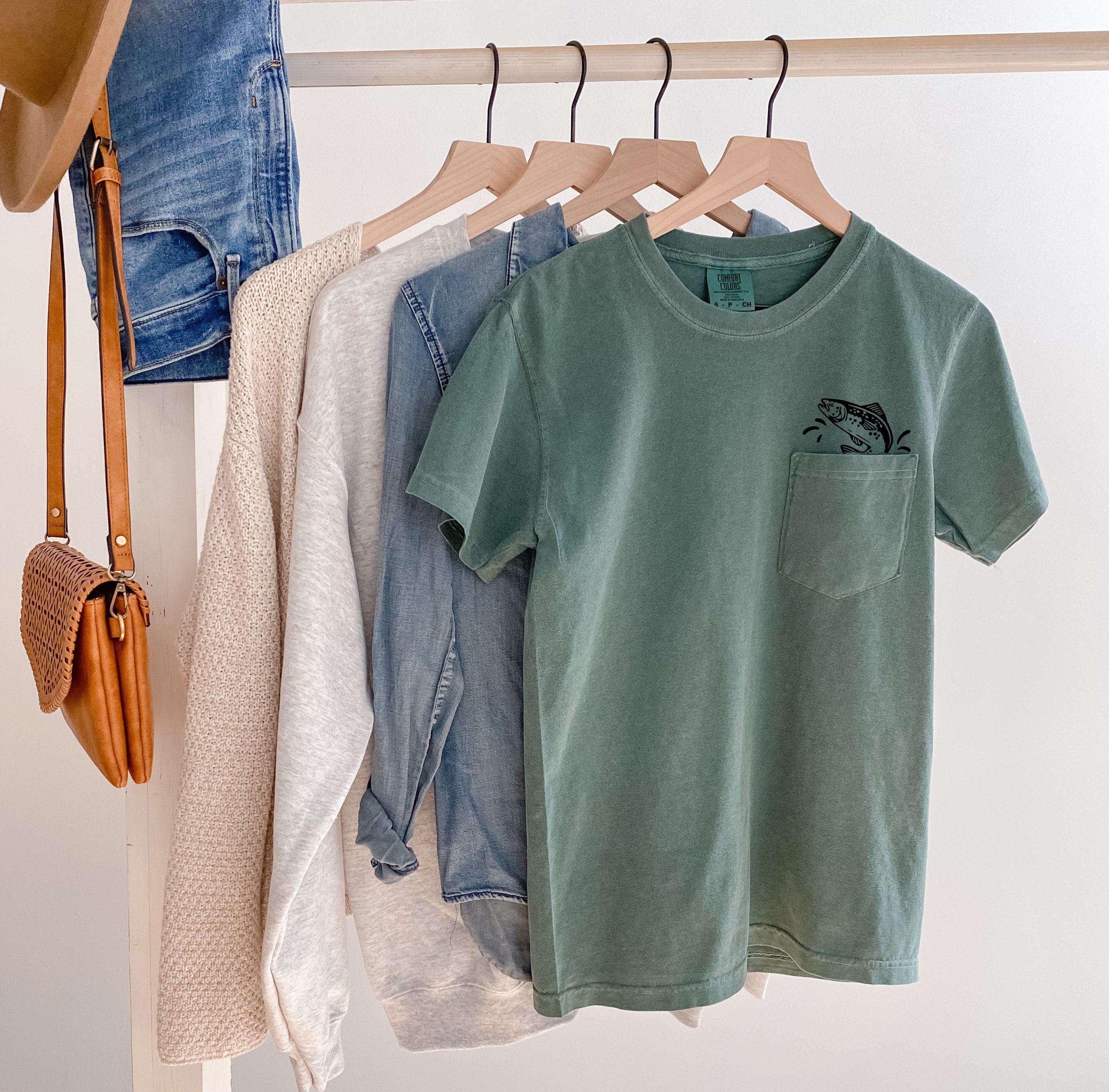 Comfort Colors Fish Pocket Tshirt Nature Shirt Camping - Etsy