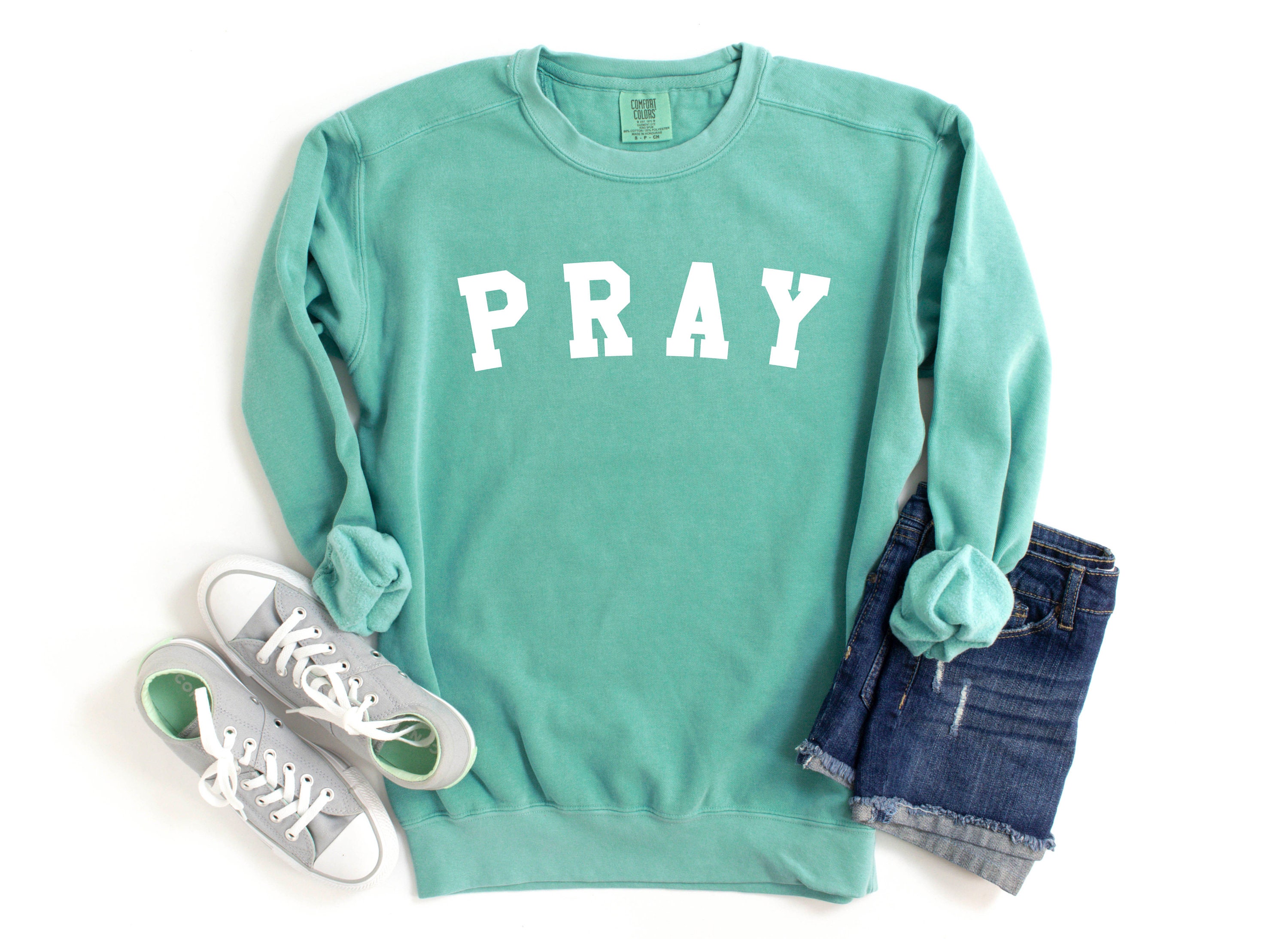 Comfort Color Christian Pray Sweatshirt Pray Sweater Bible - Etsy