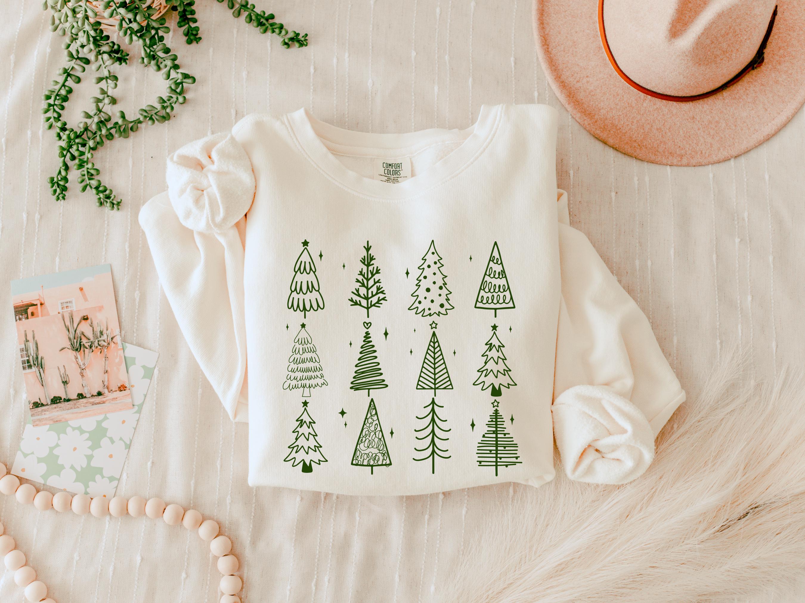 Comfort Color Christmas Trees Holiday Sweatshirt Lightweight | Merry ...