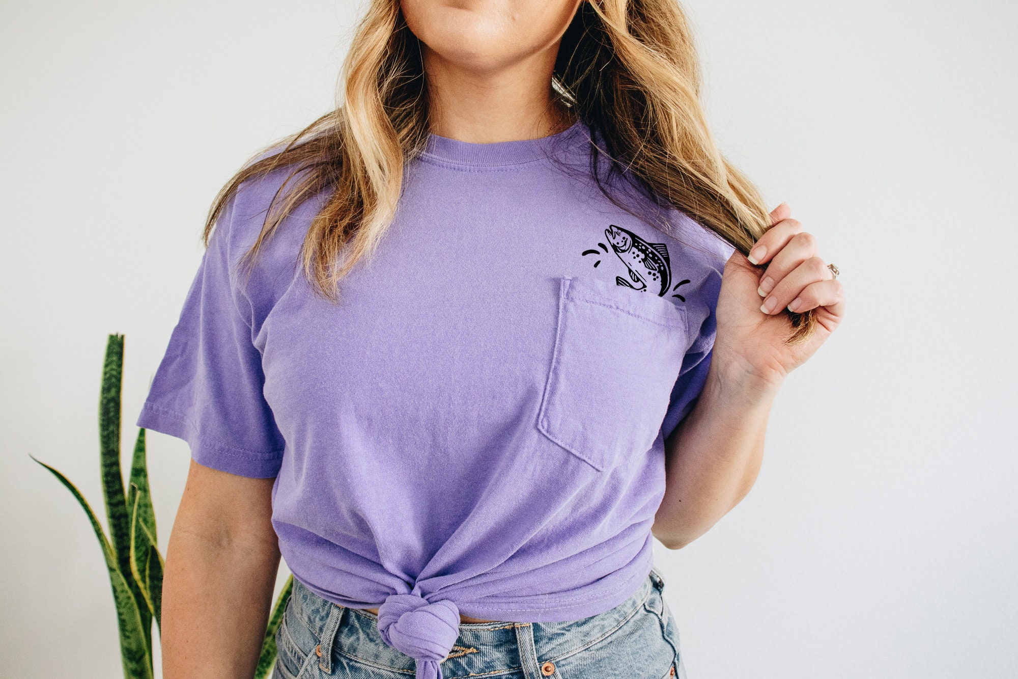 Comfort Colors Fish Pocket Tshirt Nature Shirt Camping - Etsy