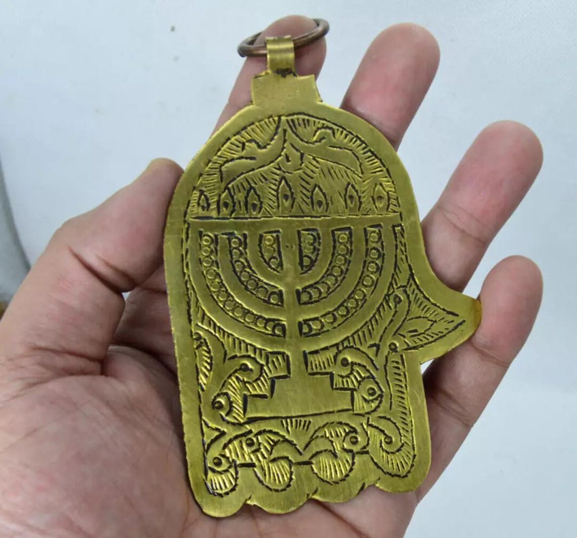 Handmade Antique Moroccan Hamsa Pendant With Menorah – Khamsa and Hand ...