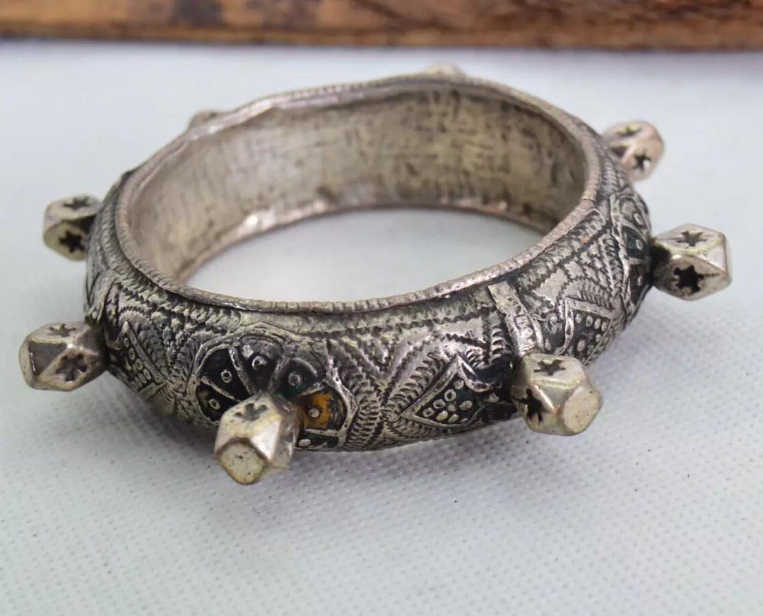 Ancient Berber Silver Bracelet With Enamel From Southern MOROCCO-TIZNIT ...