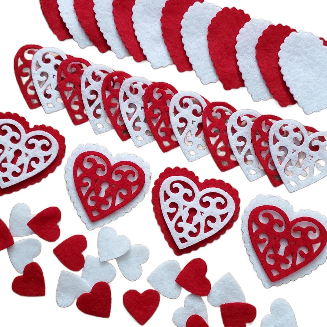 52 Felt Hearts | Pre-cut Shapes for DIY Sewing Crafts | Die Cut ...