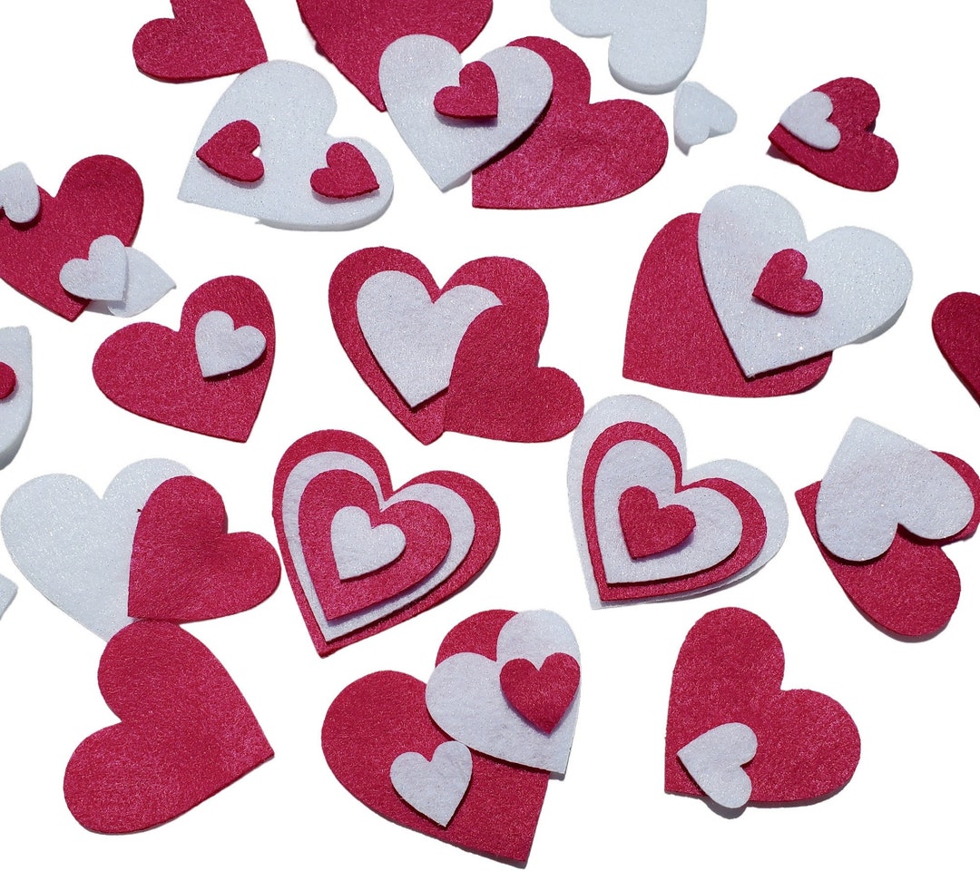 48 Felt Hearts | Pre-cut Shapes for DIY Sewing Crafts | Die Cut Heart ...