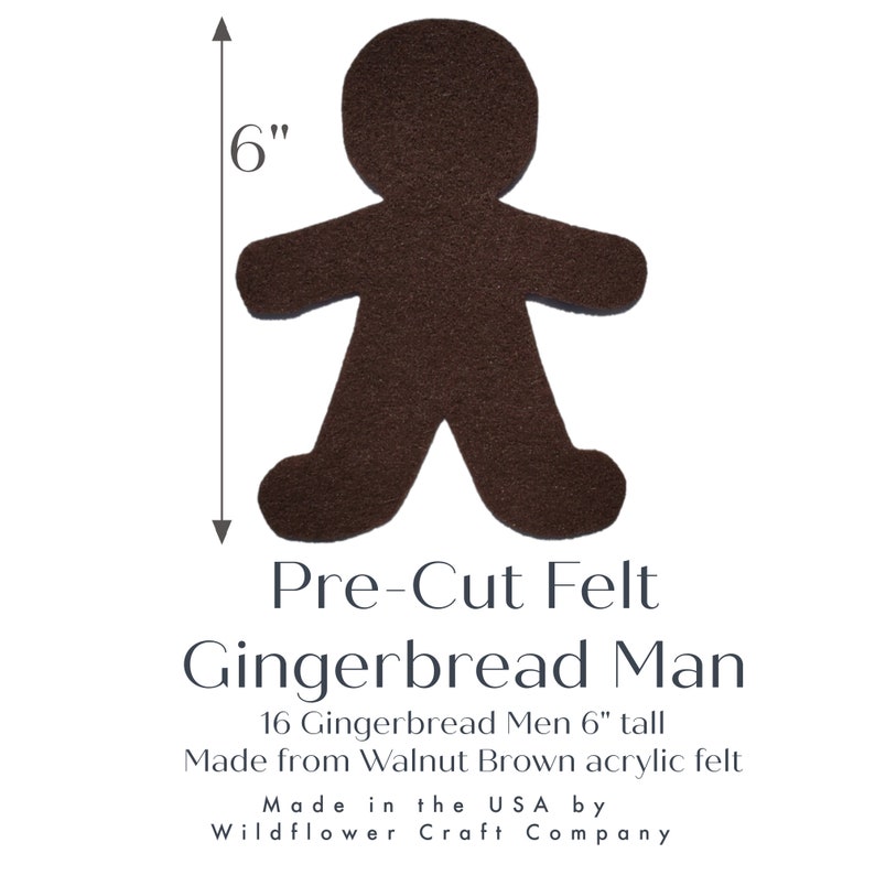 16 Precut Large Felt Gingerbread Man Cut Outs 6 Tall Walnut Brown - Etsy