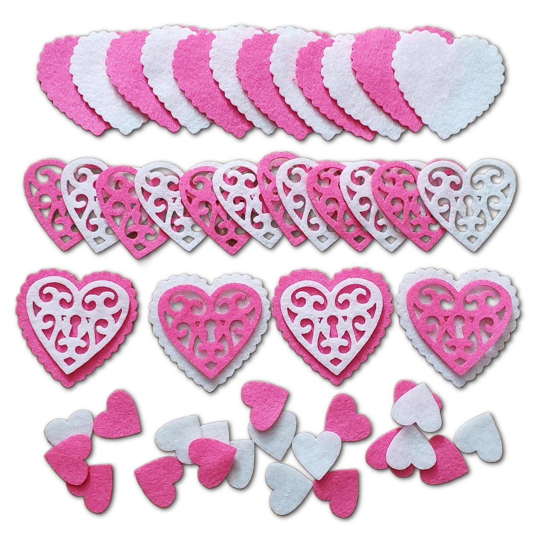 52 Felt Hearts | Pre-cut Shapes for DIY Sewing Crafts | Die Cut Pink ...