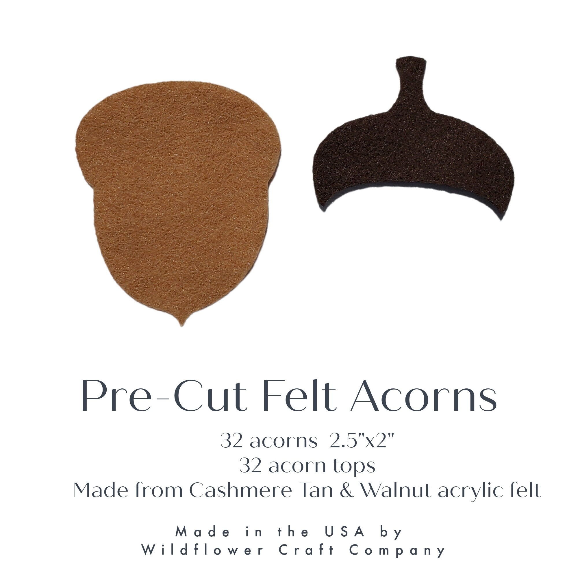 Felt Acorns 32 Pre-cut Shapes for DIY Sewing Crafts Precut Felt Acorn ...