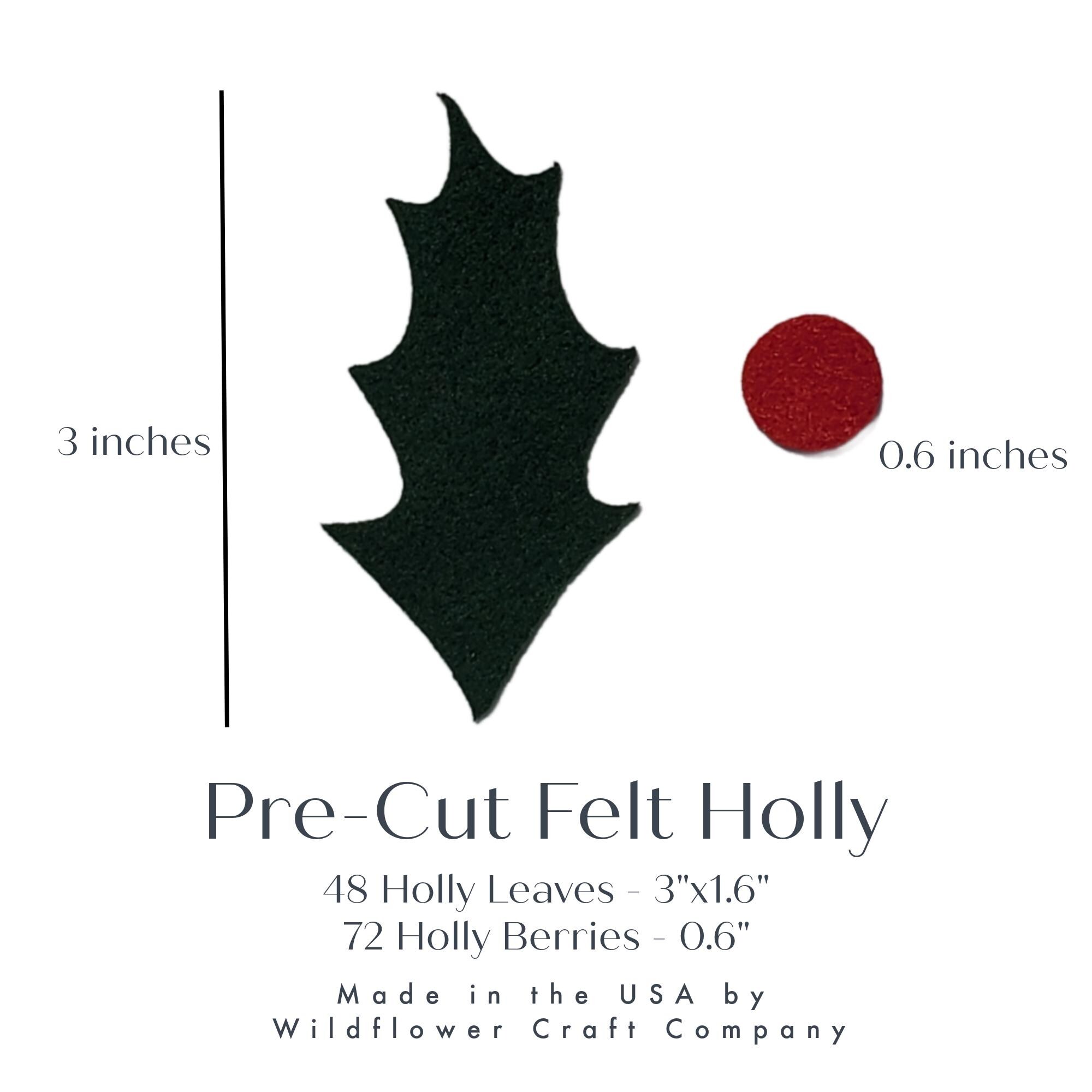 48 Pre Cut Felt Holly Leaves | Die Cut Holiday Embellishments | Cut Out ...