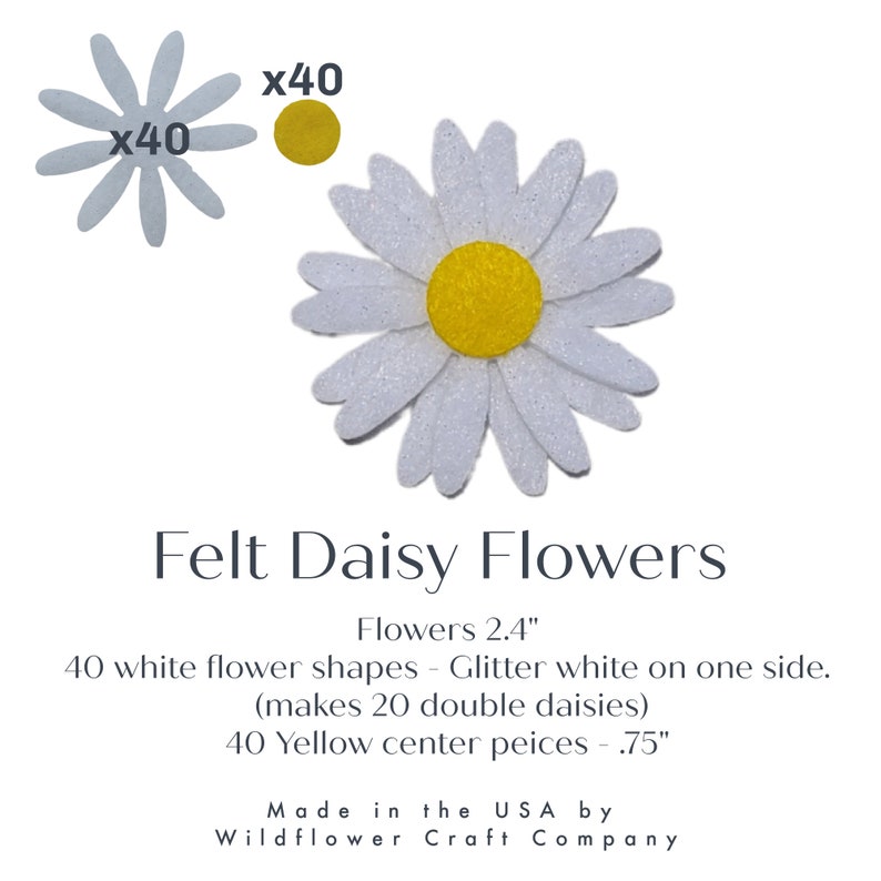 Felt Daisy Flower Cut Out | Pre-cut Shapes for DIY Sewing Crafts | 20 ...