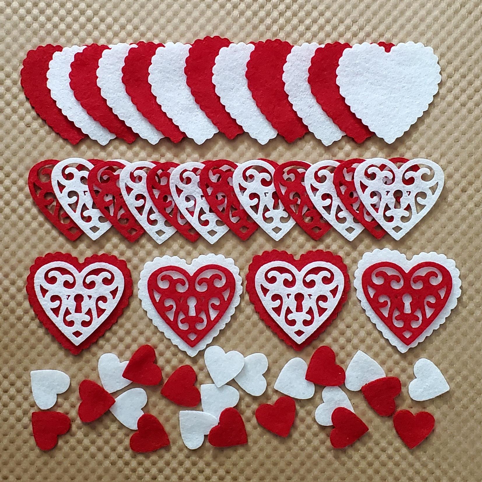 52 Felt Hearts | Pre-cut Shapes for DIY Sewing Crafts | Die Cut Red and ...