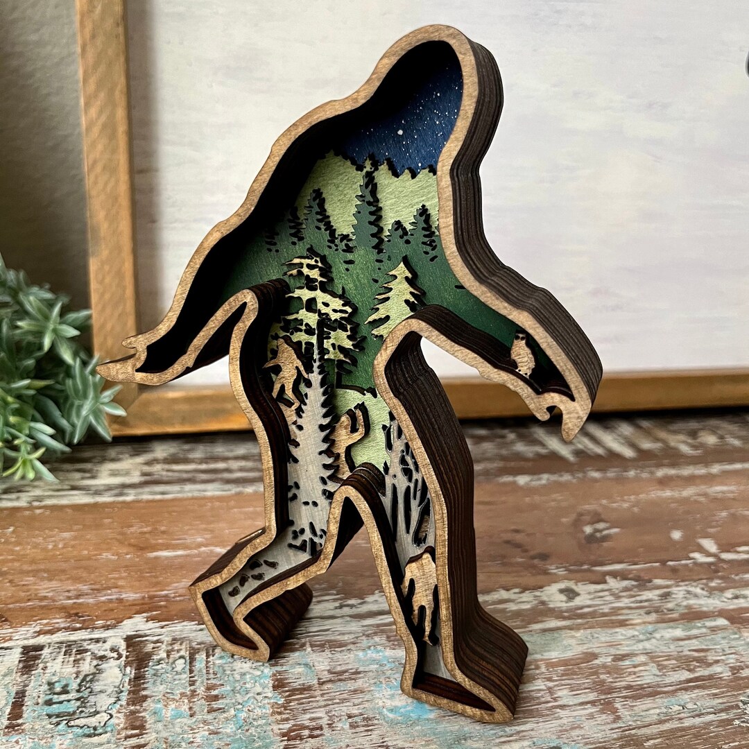 Bigfoot Figure Night Sky Painted Sasquatch Room Decor Cryptid Theme Gift Idea - Etsy