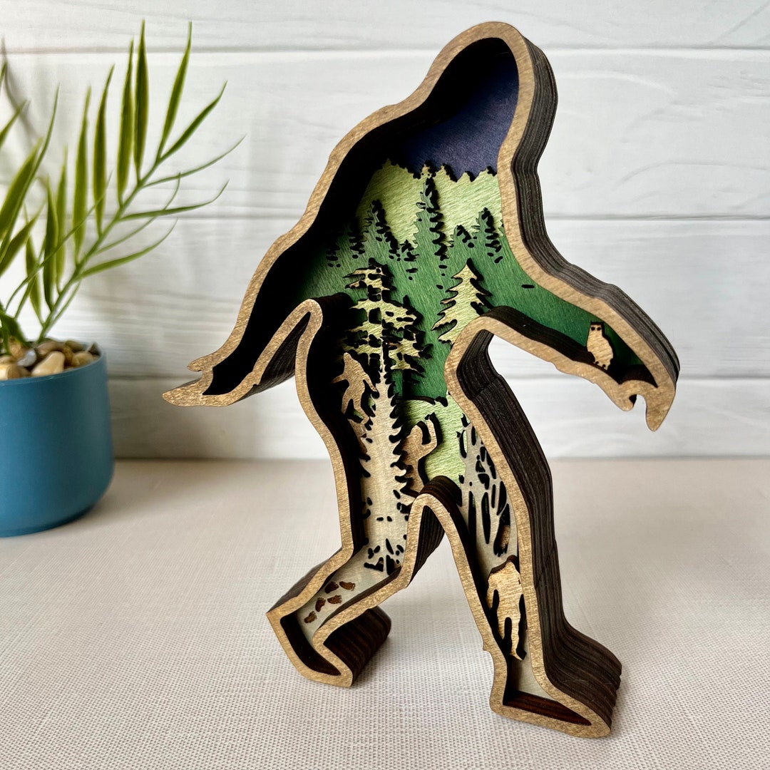 Layered Wood Sasquatch Bigfoot Big Foot Statue Sasquatch - Etsy Australia