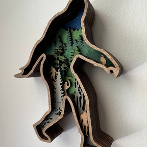 Bigfoot Figure Night Sky Painted Sasquatch Room Decor Cryptid Theme ...