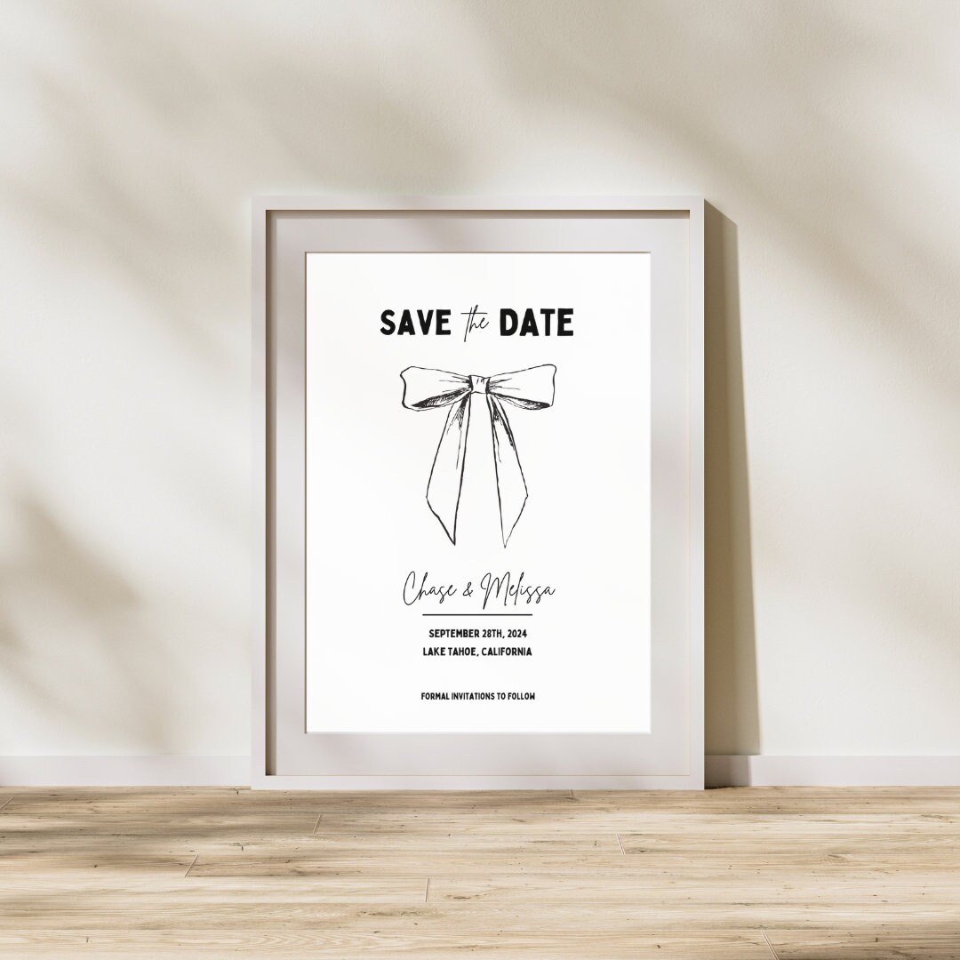 Editable Save the Date Bow Invitation, Text Invitation, Save the Date ...