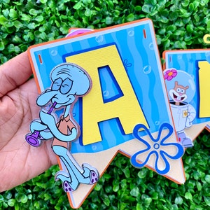 Spongebob Birthday Banner, Custom Inspired Spongebob Banner, Spongebob ...