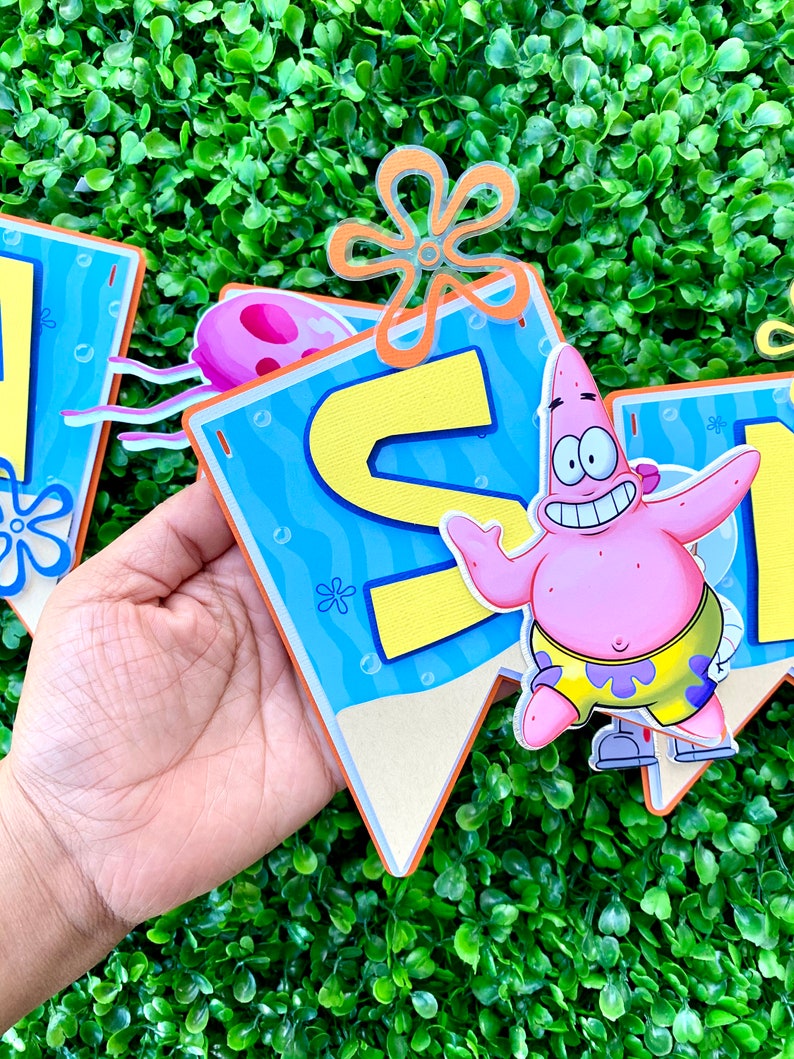 Spongebob Birthday Banner Custom Inspired Spongebob Banner | Etsy