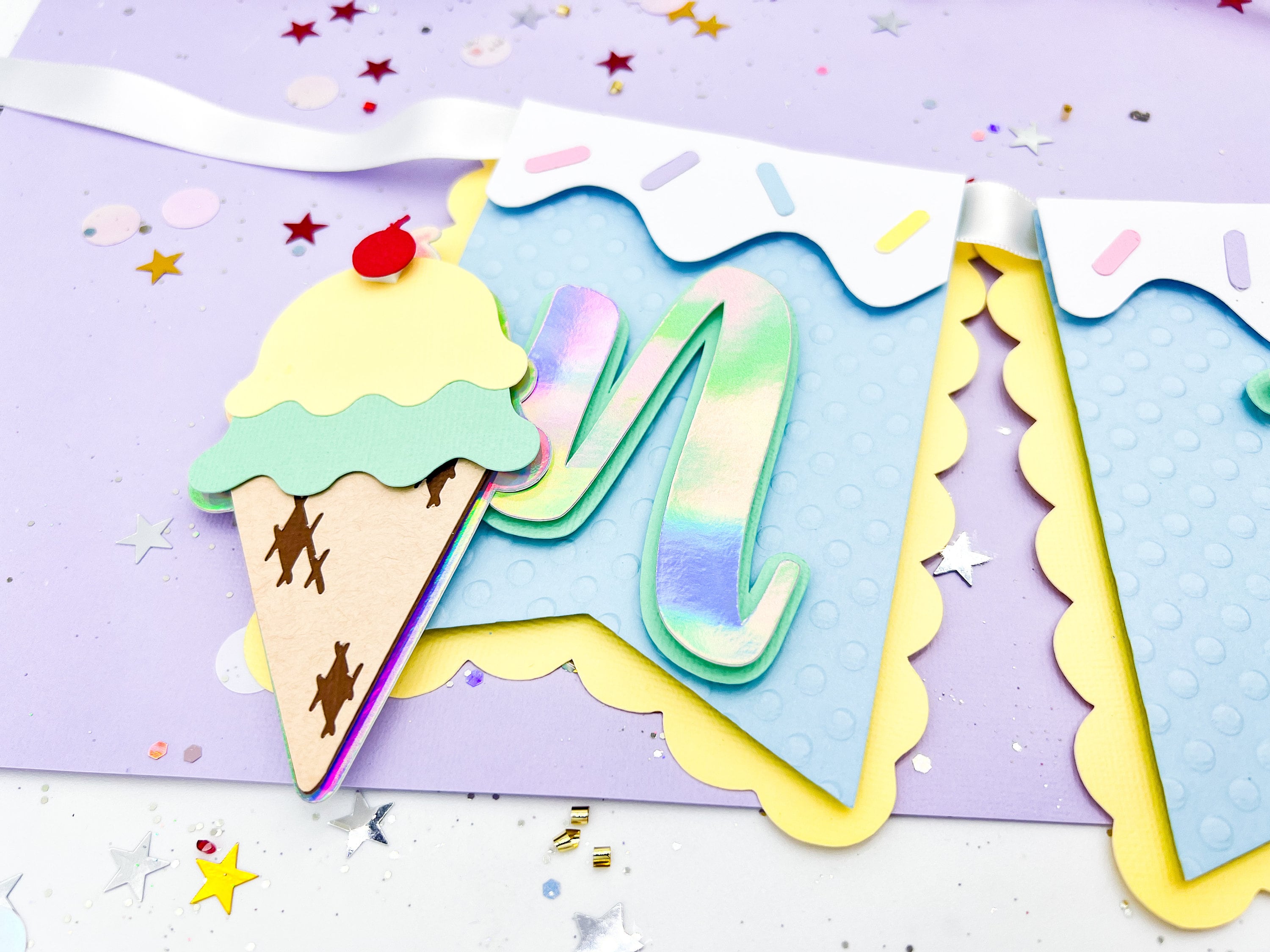 Banner Ice Cream, Ice Cream Theme Banner, Ice Cream Garland, Ice Cream ...