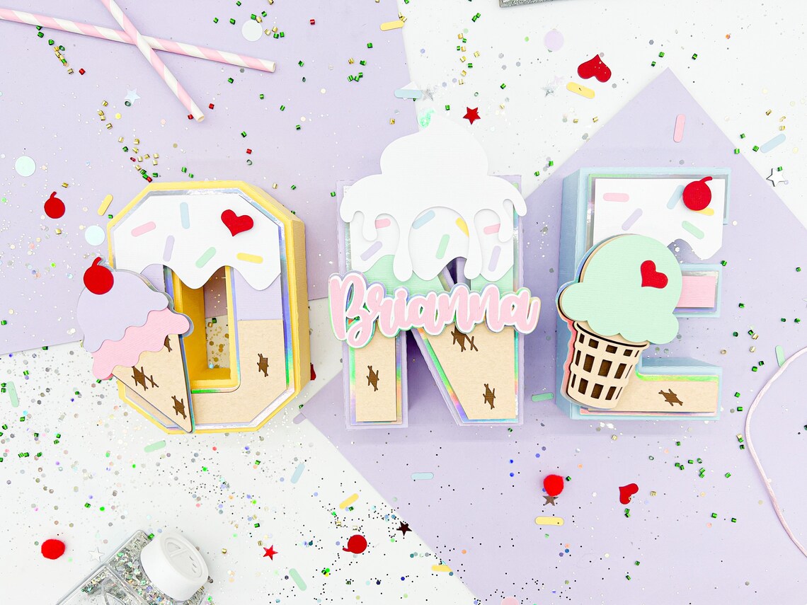 Ice Cream 3d Letters, Ice Cream Letters, Ice Cream Birthday, Ice Cream ...