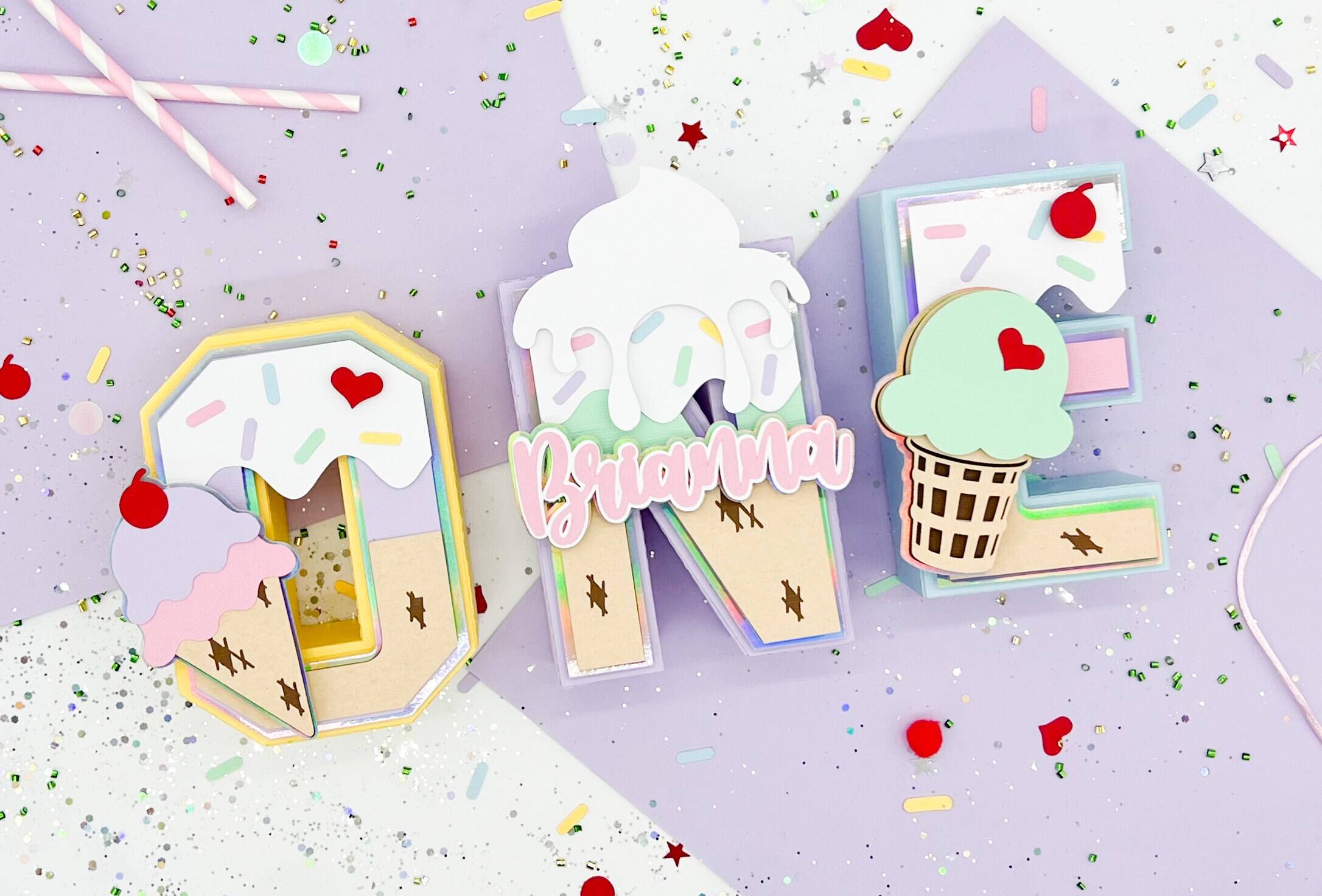 Ice Cream 3d Letters, Ice Cream Letters, Ice Cream Birthday, Ice Cream ...