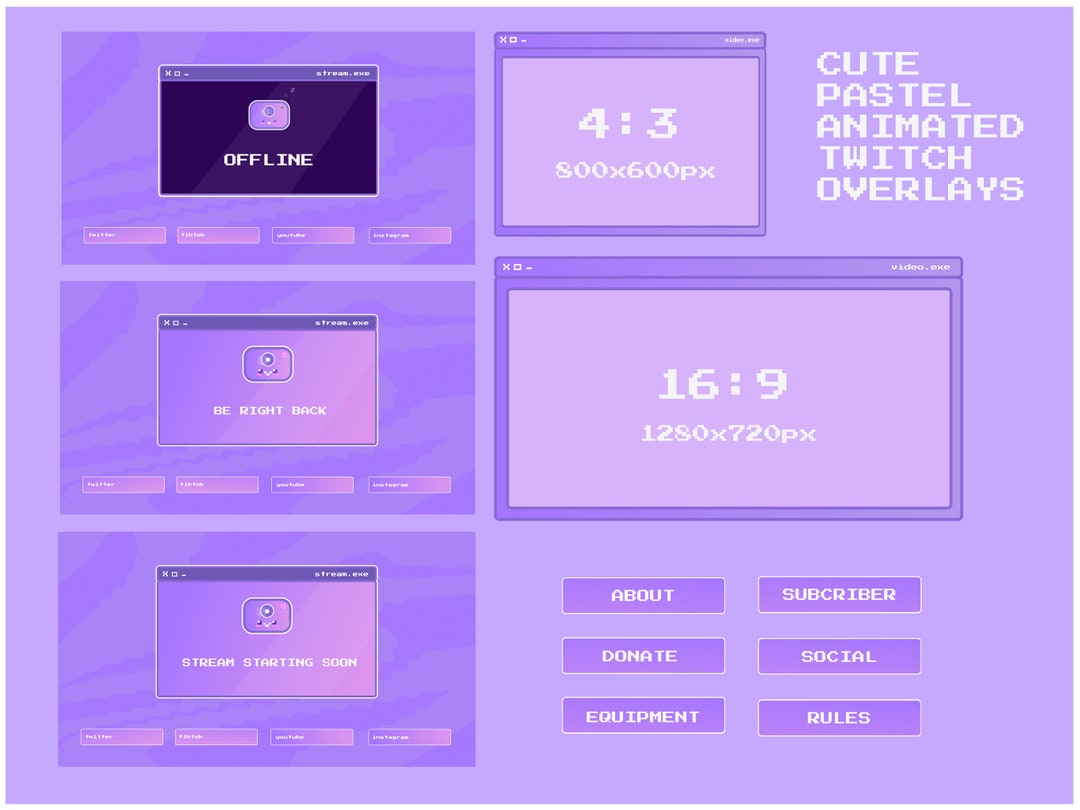 Niedliche pastell animierte Twitch Overlay Packs - Etsy Österreich