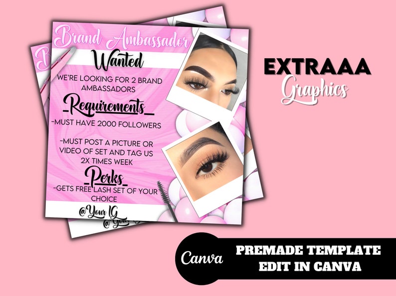 Lash Ambassador Flyer Template, Lash Models Needed Flyer Brand ...