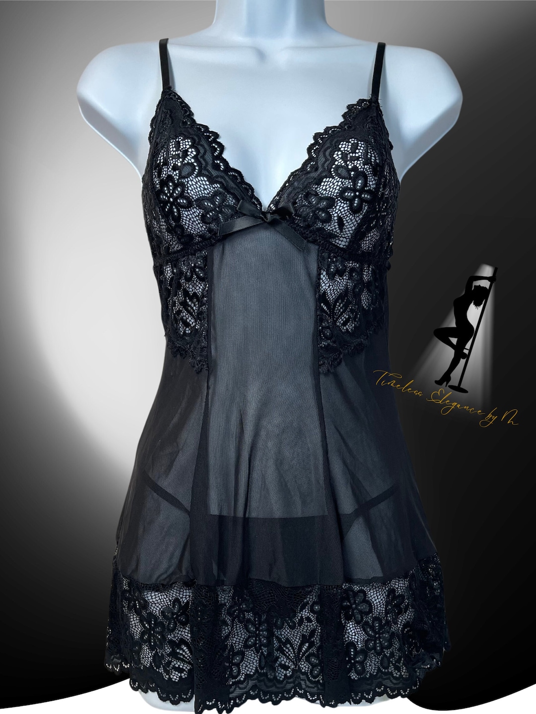 Sheer Cami Nightdress With Thong, See Through Lingerie, Transparent ...