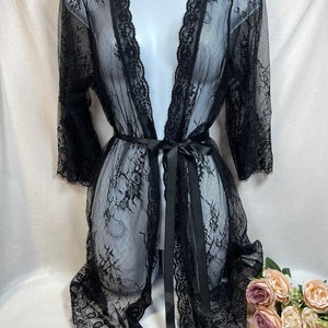 Lingerie Robe, Sheer Robe, Lingerie See Through, Lace Robe, Robe With ...