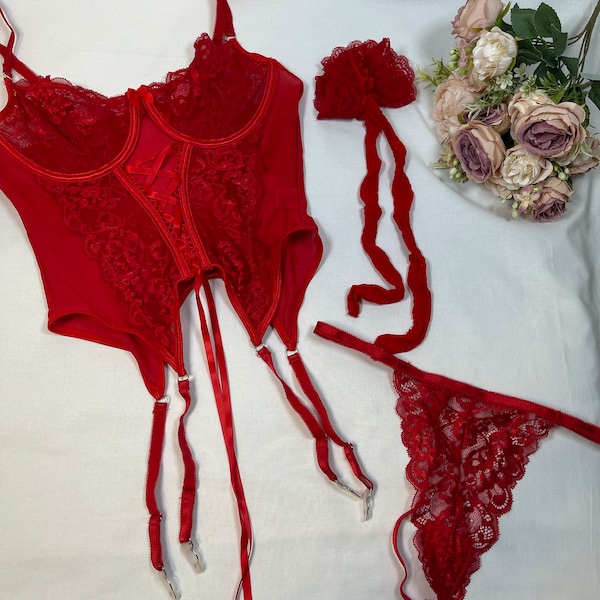 Red Lingerie - Etsy