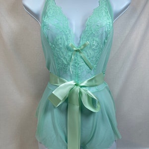 Romantic Mint Green Lace Sheer Mesh Teddy Bodysuit Lingerie - Etsy