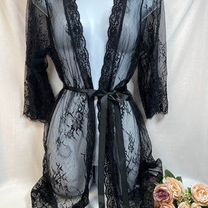 Lingerie Robe, Sheer Robe, Lingerie See Through, Lace Robe, Robe With ...