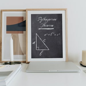 Chalkboard Math Equations, Pythagorean Theorem - Educational Poster ...