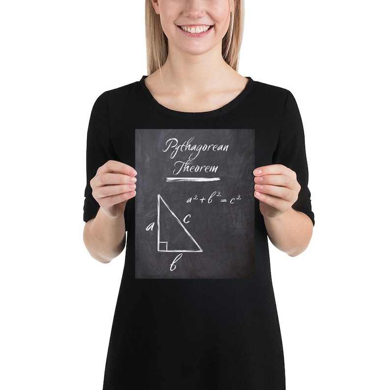 Chalkboard Math Equations, Pythagorean Theorem - Educational Poster ...