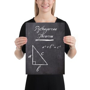 Chalkboard Math Equations, Pythagorean Theorem - Educational Poster ...