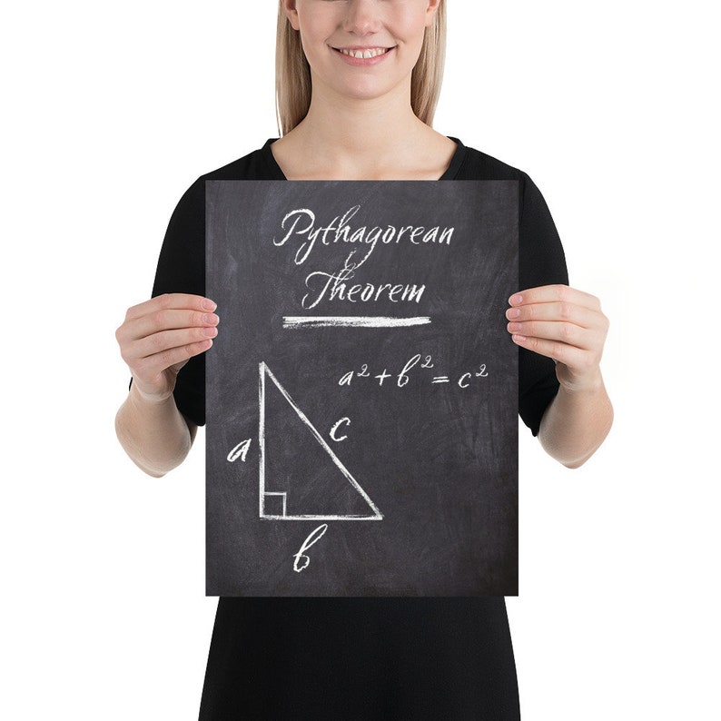 Chalkboard Math Equations, Pythagorean Theorem - Educational Poster ...