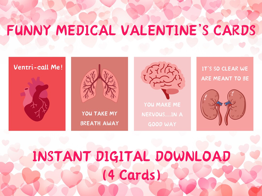 Funny Medical Valentine's Cards (4pk) - Instant Digital Download - Etsy
