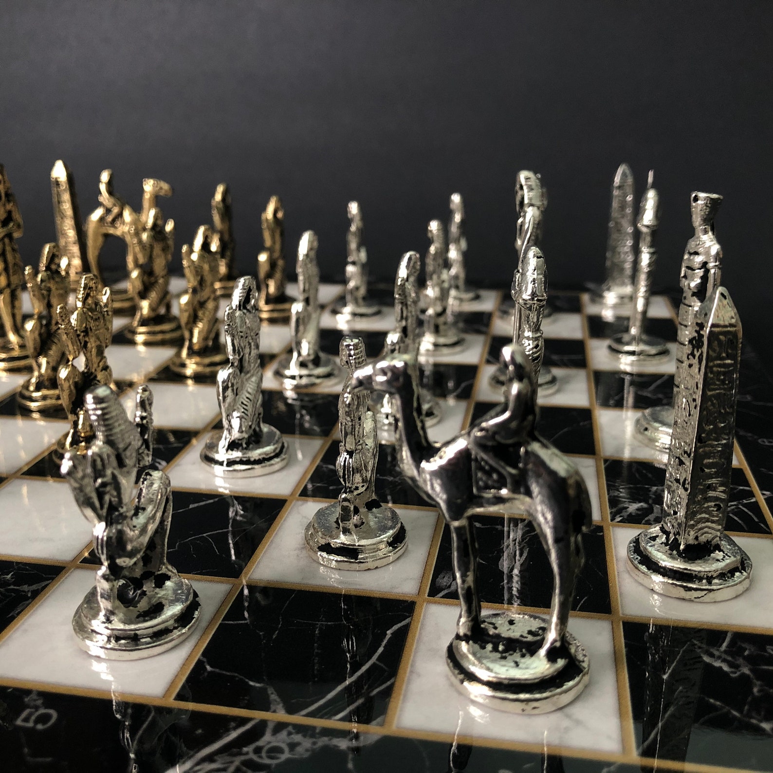 Egyptian Themed Handmade Unique Chess Set Retro Vintage | Etsy