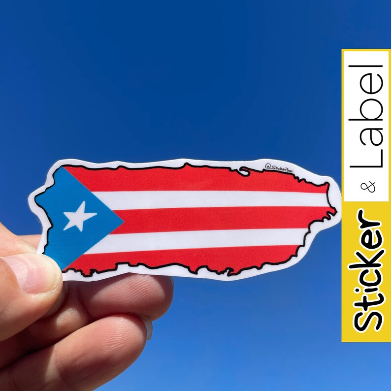 PUERTO RICO Map With Flag Weatherproof Decal for Your Laptop - Etsy