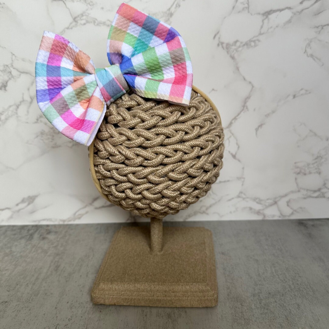 Plaid Bow, Easter Bow, Spring Bow, Pink Plaid, Girl Plaid, Spring Plaid ...