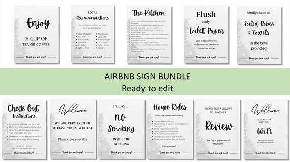 Airbnb Poster Bundle. Editable Templates for Airbnb Hosts. | Etsy
