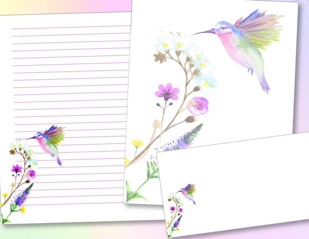 Letter Writing Set / Love Letter / Hummingbird Printable Stationery ...