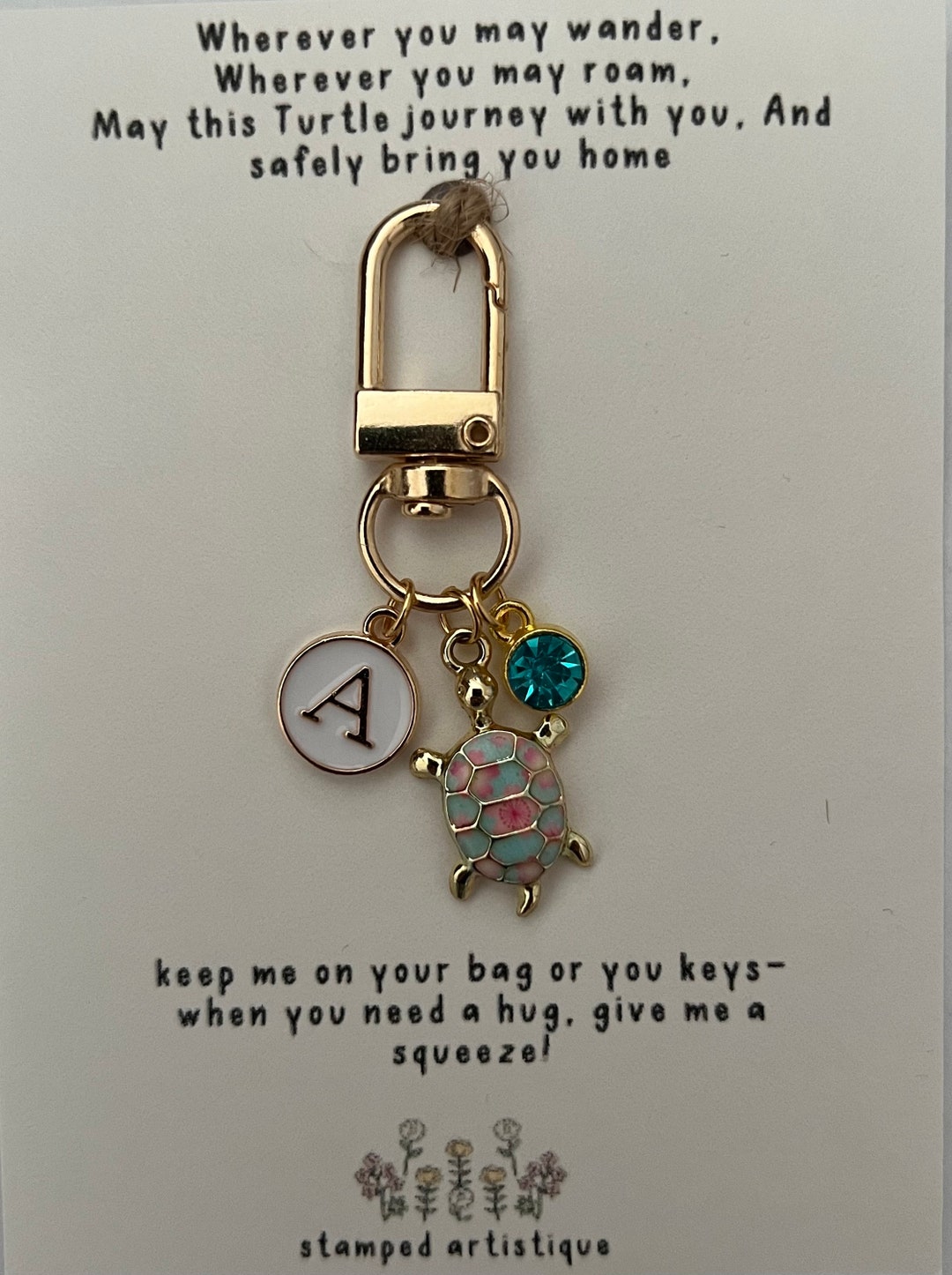 Turtle Keychain, Travel Turtle, Personalised Gift, Customized Gift ...