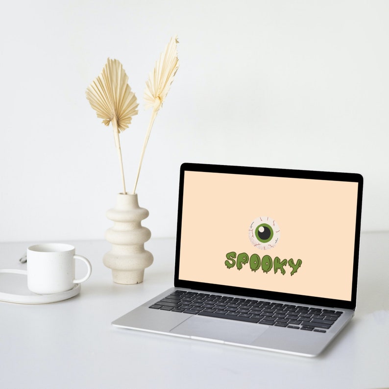 Cute Halloween Desktop Wallpaper Ghost Spooky Laptop Lock - Etsy