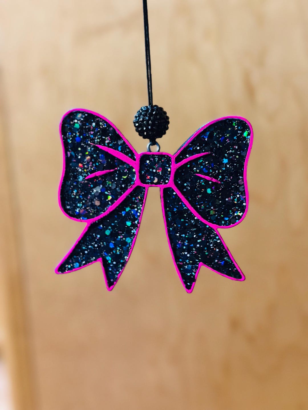 Black Glitter Bow Scented Car Freshie, Vent Clip Set, Gift for Her ...